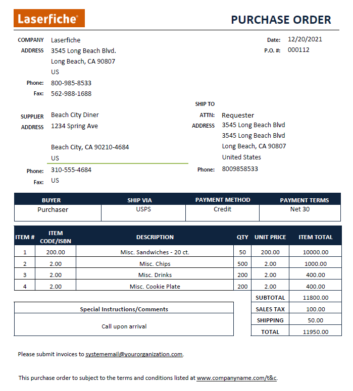 Accounts Payable Purchase Order Requisition